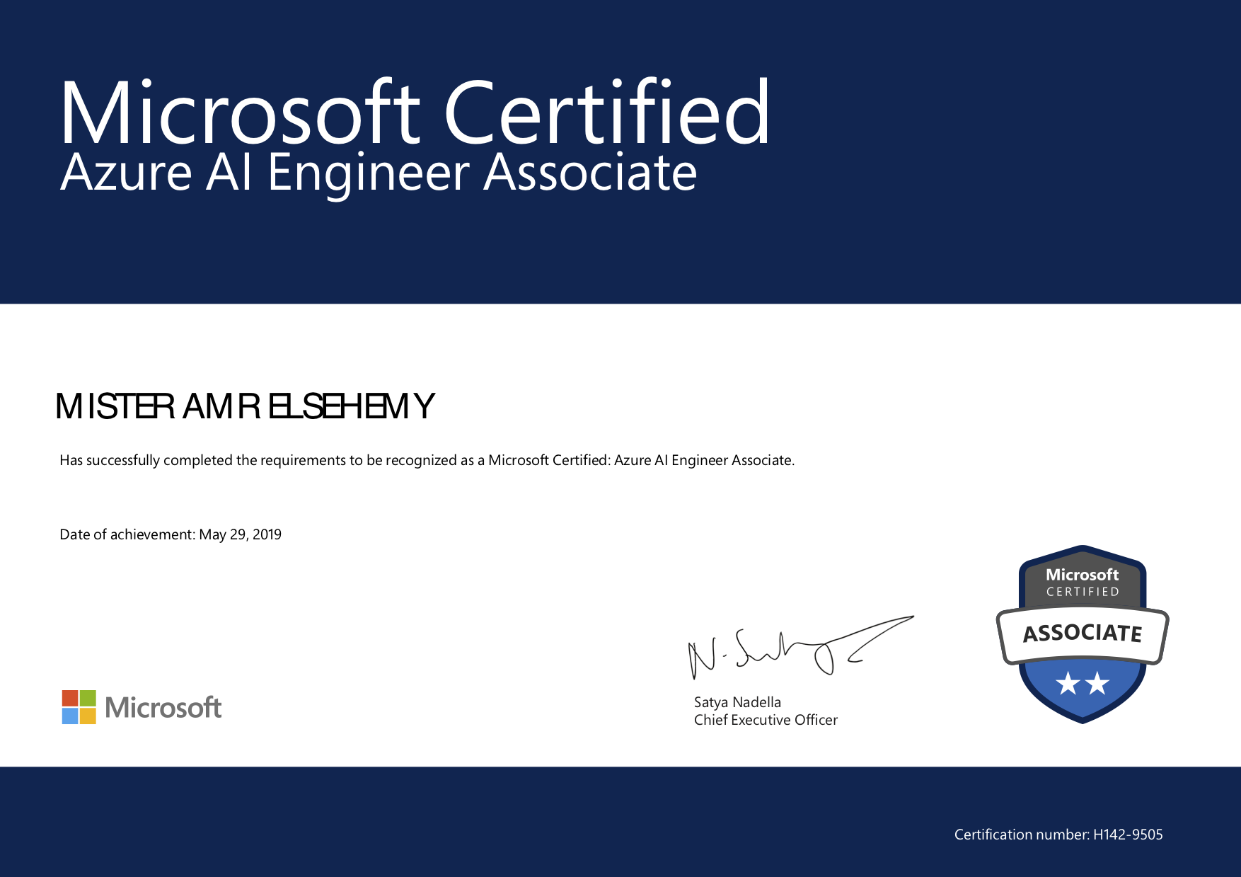 Microsoft Certified Azure AI Engineer Associate Amr ElSehemy